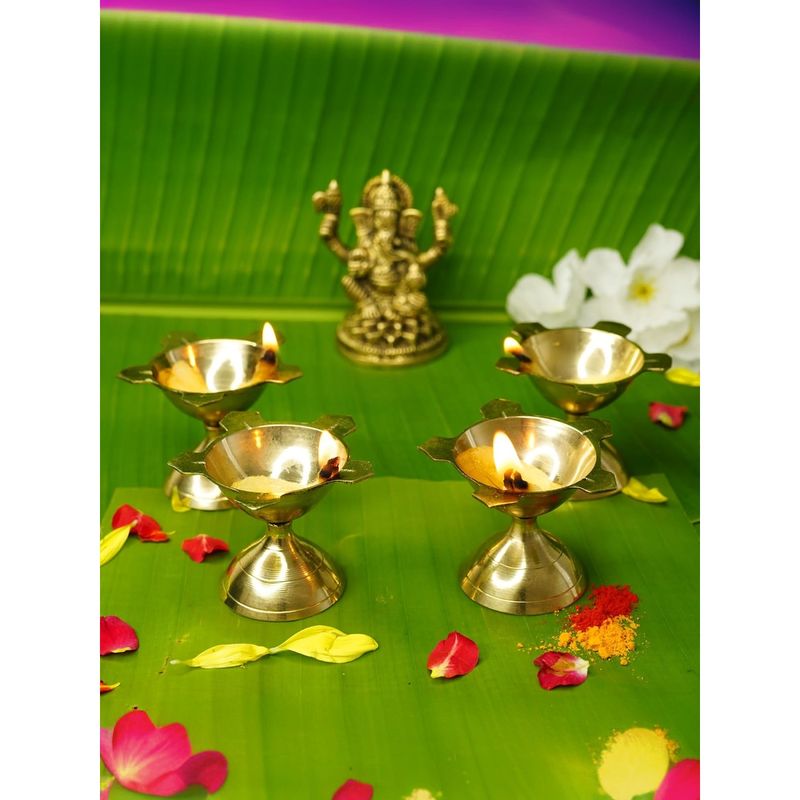Buy Ekhasa 100% Pure Brass Diya for Puja Deepam Kundulu Pooja Diya ...