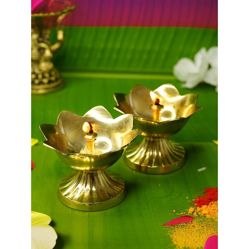 Buy Ekhasa 100% Pure Brass Diya for Puja Deepam Kundulu Pooja Diya Online