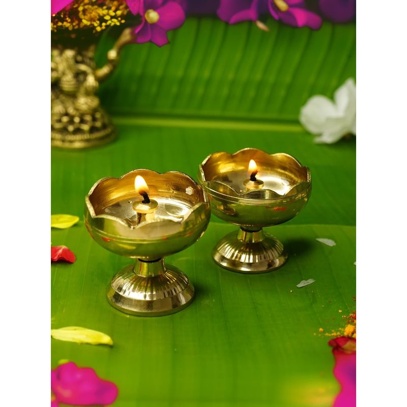 Buy Ekhasa 100% Pure Brass Diya for Puja Deepam Kundulu Pooja Diya Online