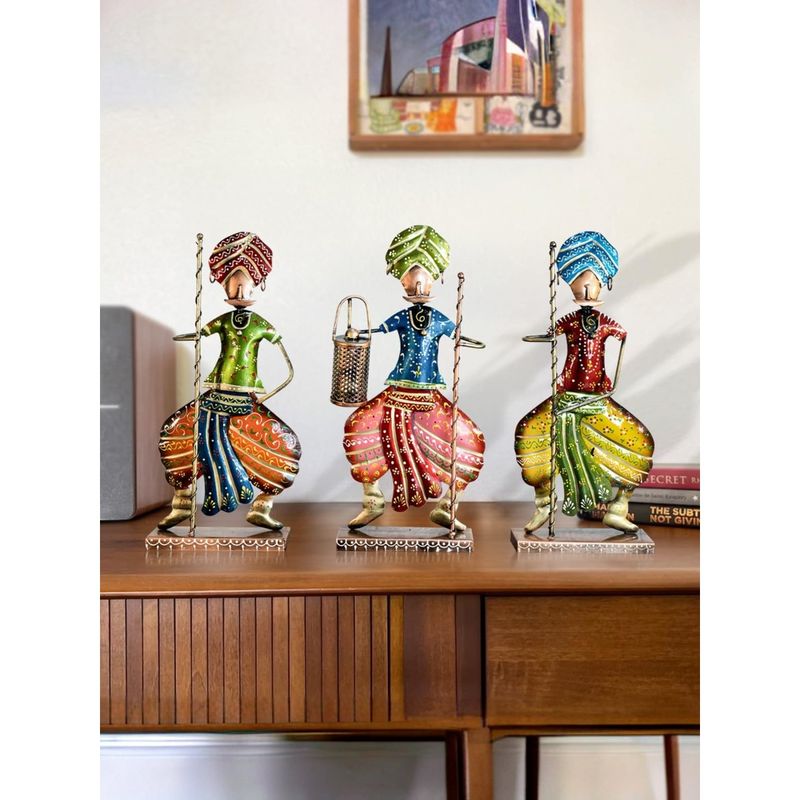 Buy Ekhasa Metal Show Pieces (Rajasthani Chaukidar-Set of 3) Online