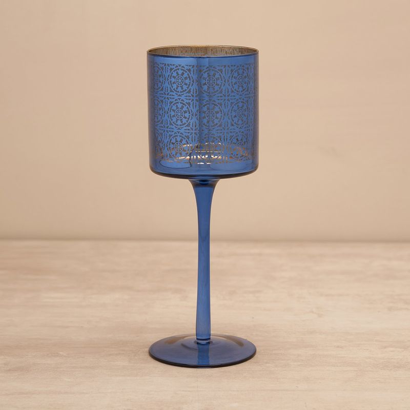 Pure Home + Living Blue Patterned Glass Candle Holder: Buy Pure Home ...
