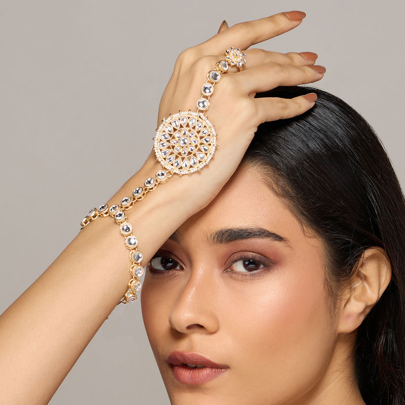 Buy Azai by Nykaa Fashion Gold and Off White Traditional Haath Phool Online