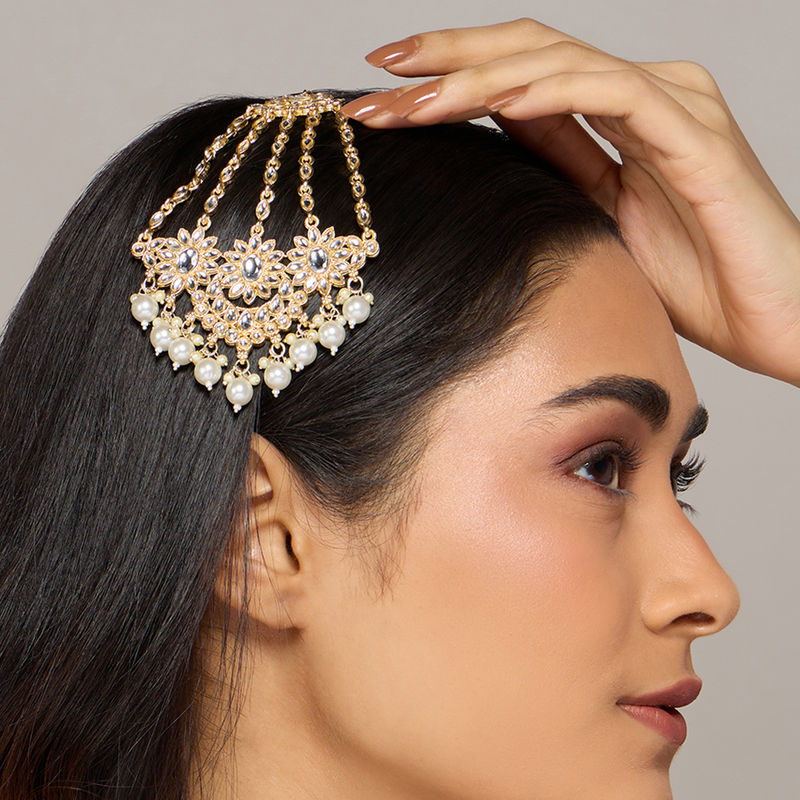 Buy Azai by Nykaa Fashion Gold and Off White Traditional Pasa Online