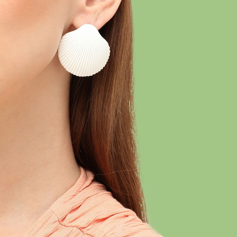 Buy SOHI Women White Sea Shell Studs Earrings Online