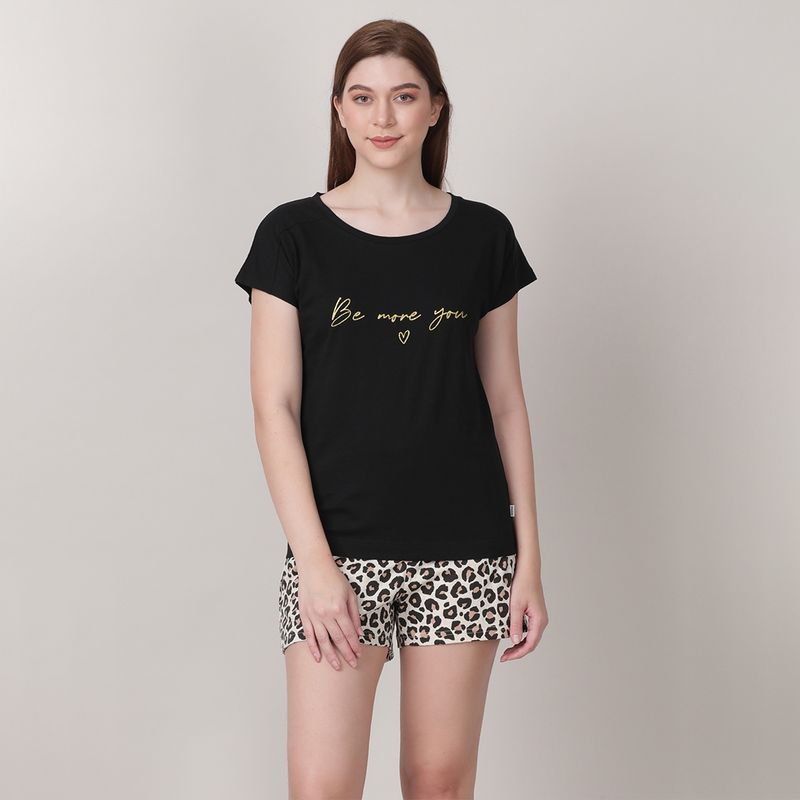 Buy Mackly Womens Nightsuit Shorts Set - Black Online