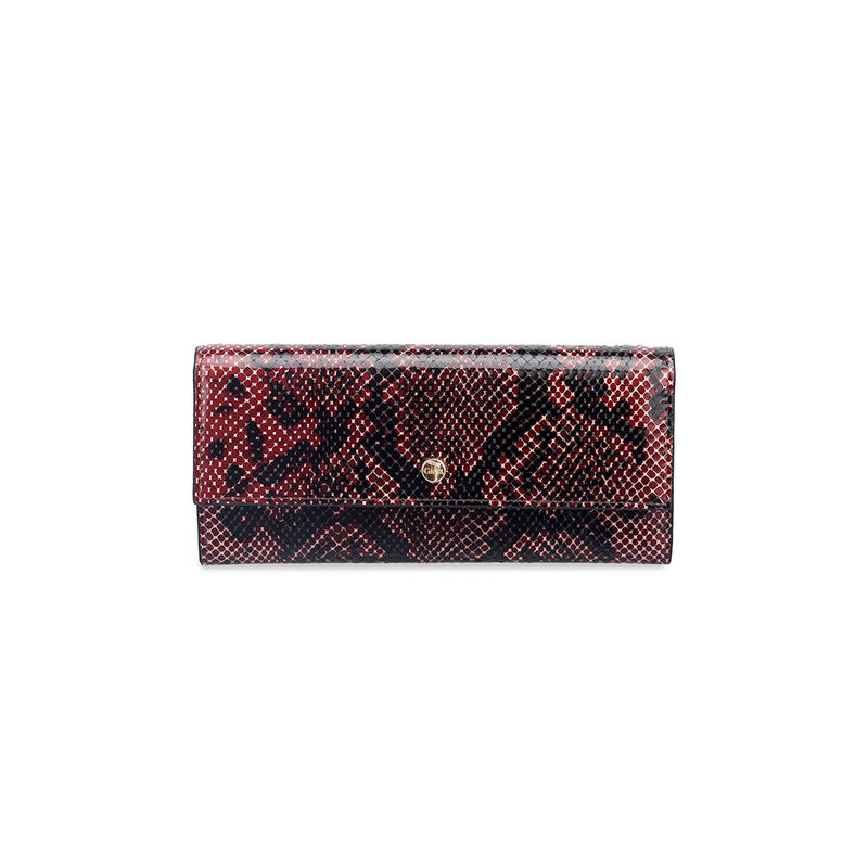 Buy Gioia Burgundy Faux Python Flapover Clutch Online
