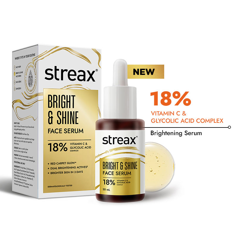 Buy Streax Bright & Shine Face Serum 18% Vitamin C+Glycolic Acid ...