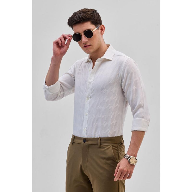 Buy Snitch White Self-Design Shirt Online
