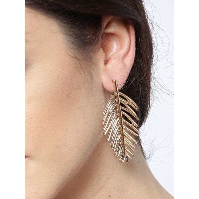 Buy OOMPH Womens Large Design Gold Leaf Western Drop Earrings Online