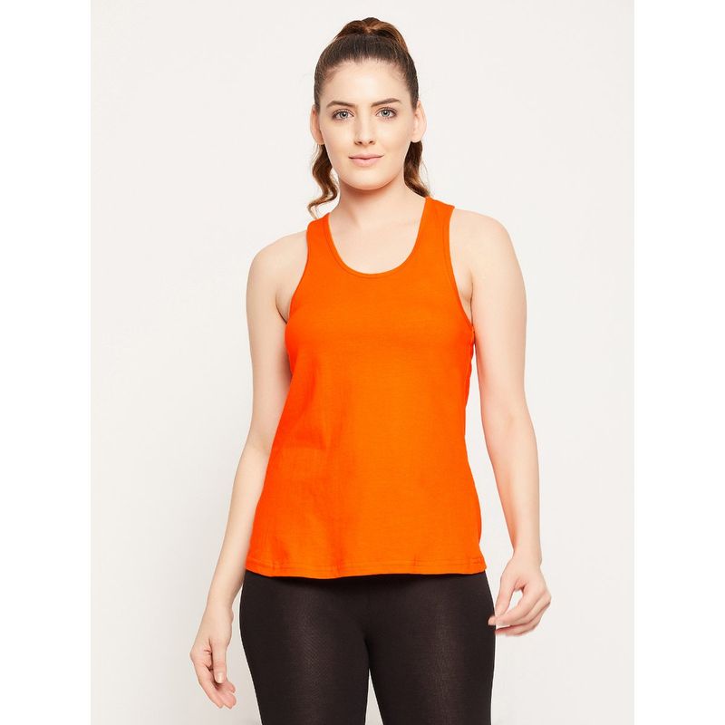 Clovia Cotton Tank Top with Racerback Orange: Buy Clovia Cotton Tank ...