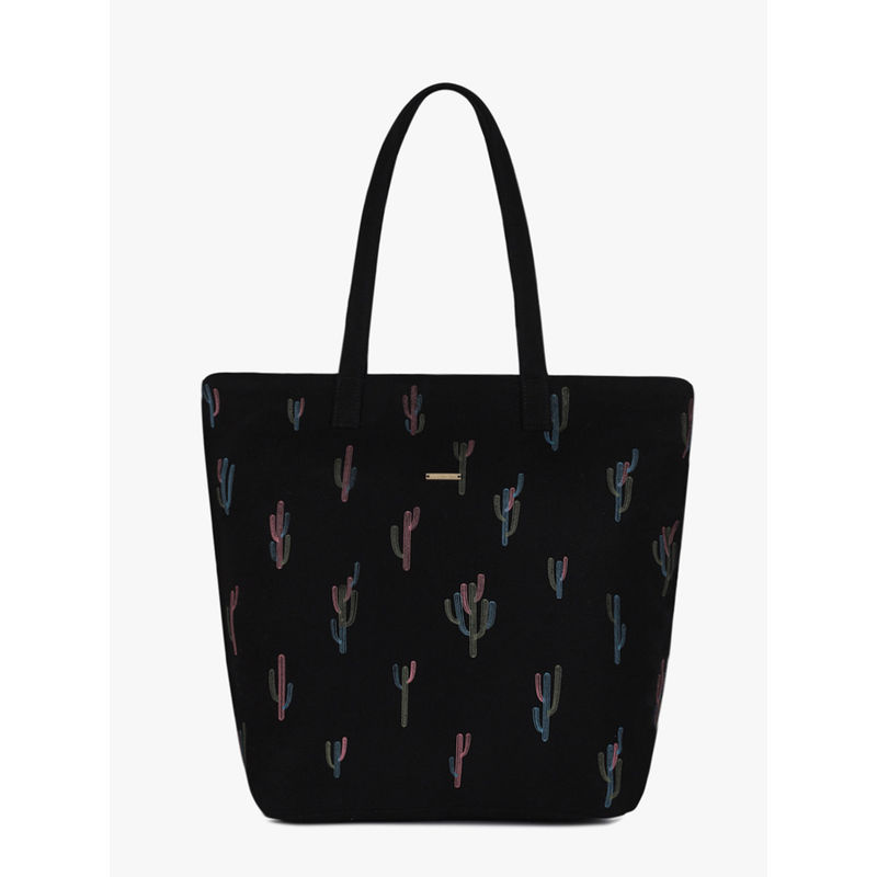 Buy EcoRight Black Cactus Printed Organic Cotton Tote Bag Online