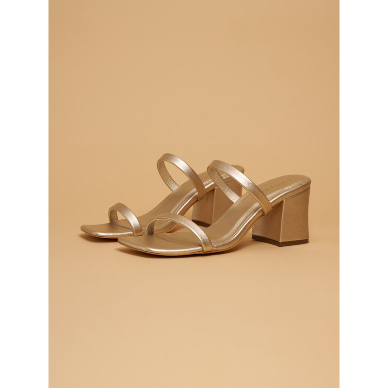 Buy Eridani Aster Wide Block Gold Heels Online