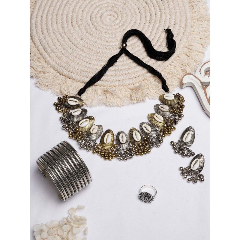 Buy Teejh Kaish Silver Oxidised Jewelry Gift Set Online