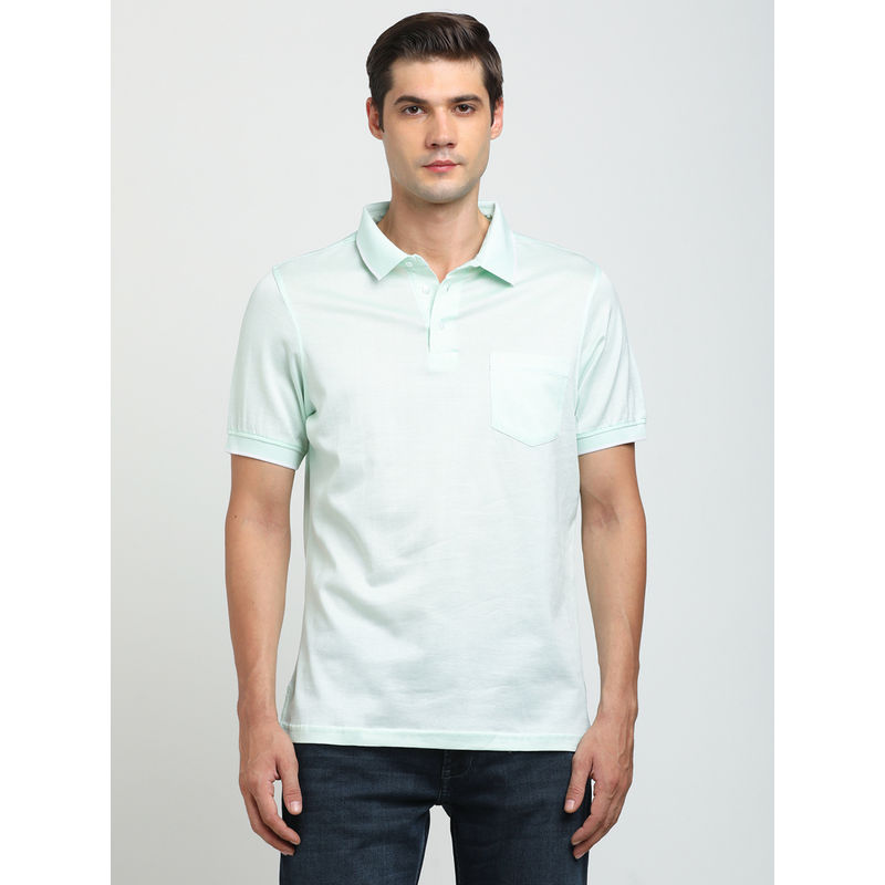 Buy Turtle Men Pure Cotton Solid Slim Fit Mint Green Polo T-shirt Online