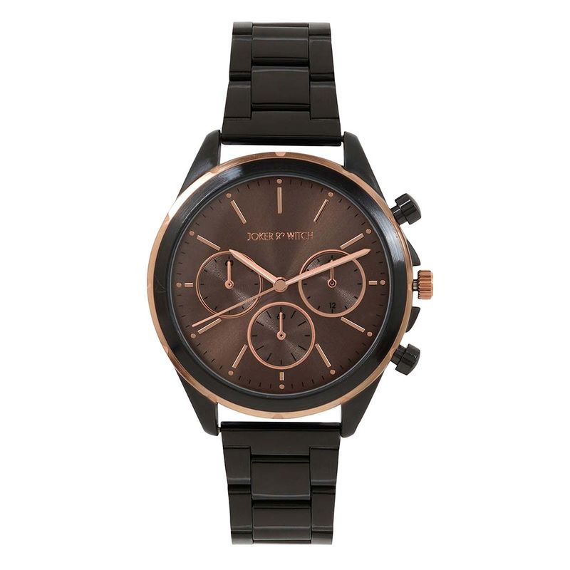 Buy Joker & Witch Dubai Brown Dial Gunmetal Metallic Link Strap Analog ...