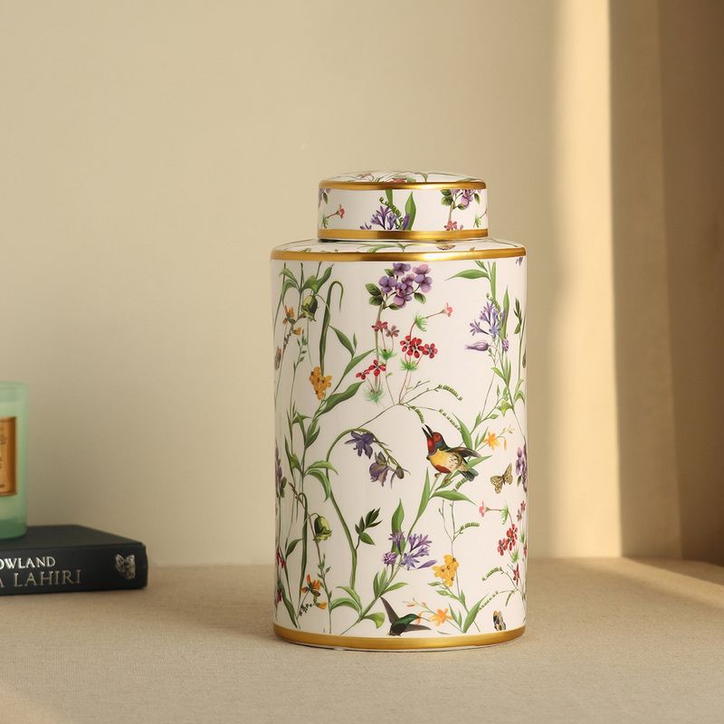 Buy Pure Home + Living Multicolour Botanical Pattern Ceramic Canister ...