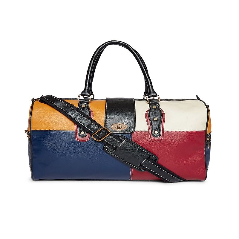 Buy Pick Pocket Multicolor Patchwork Pu Duffle Bag Online