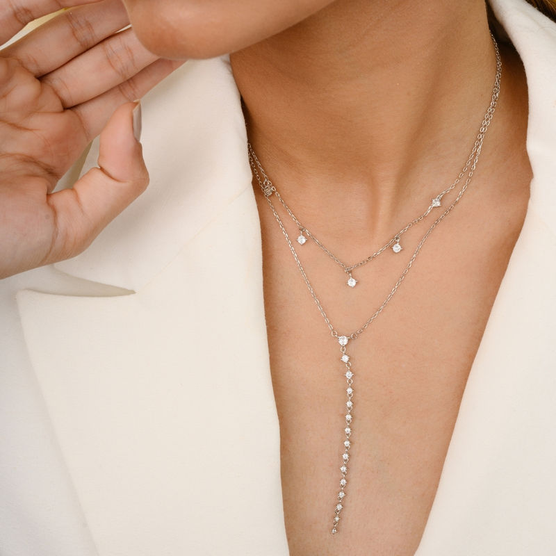 Buy METALM Double Layer Silver Necklace in 925 Silver Online