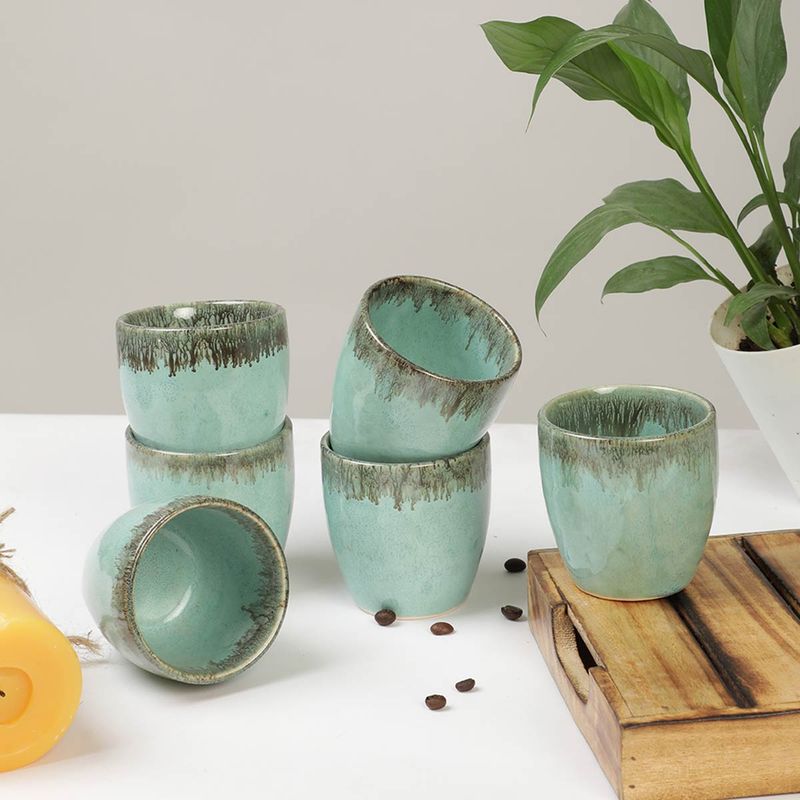 Buy Amalfiee Ceramics Exclusive Peppermint Drinking Glasses Set Of 6 Online