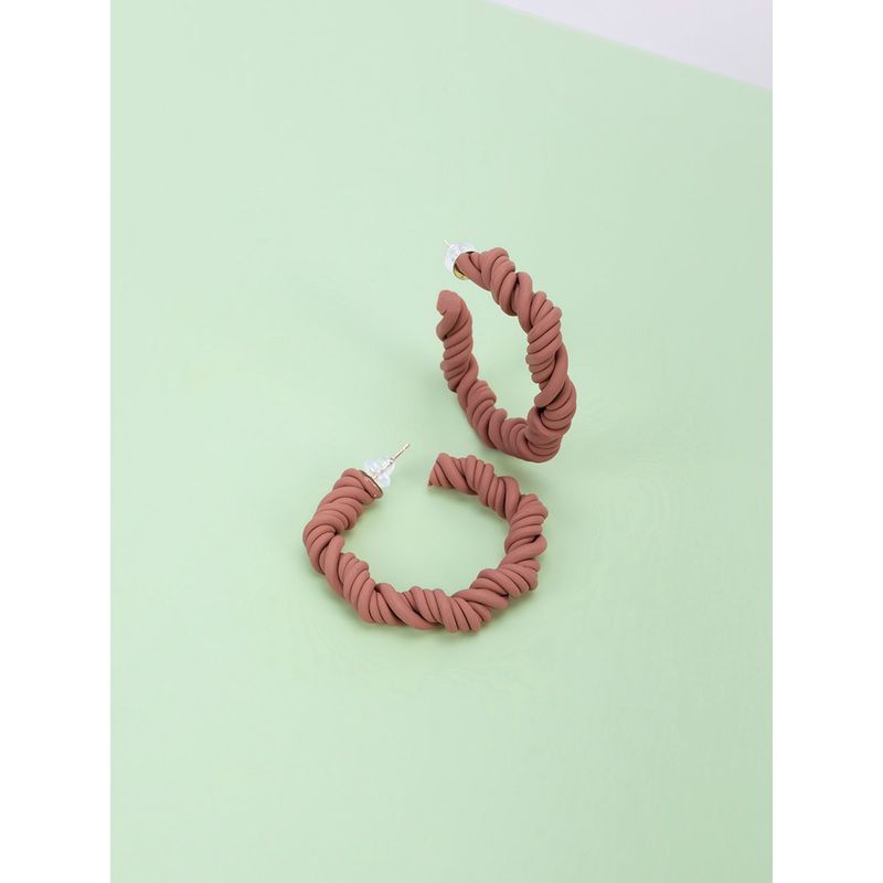 Buy March By FableStreet Burgundy Twisted Rope Polymer Clay Earrings Online