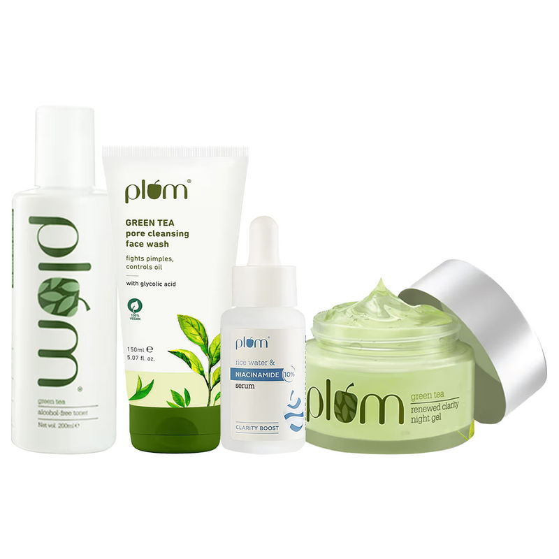 Buy Plum Green Tea & Niacinamide Acne Fighting Night Routine Combo Online