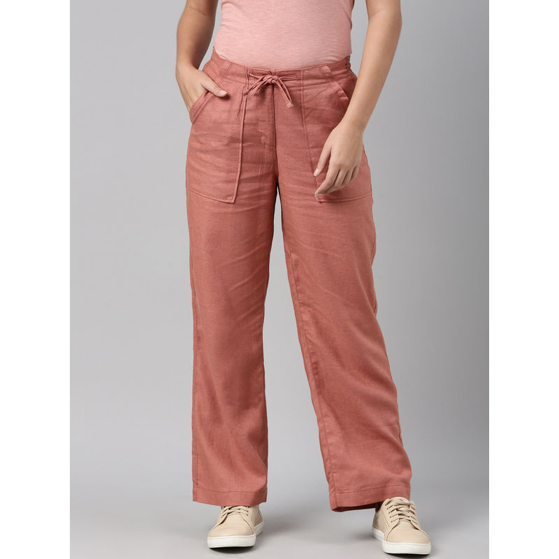Buy Go Colors Women Linen Cargo Pant - Rust Online
