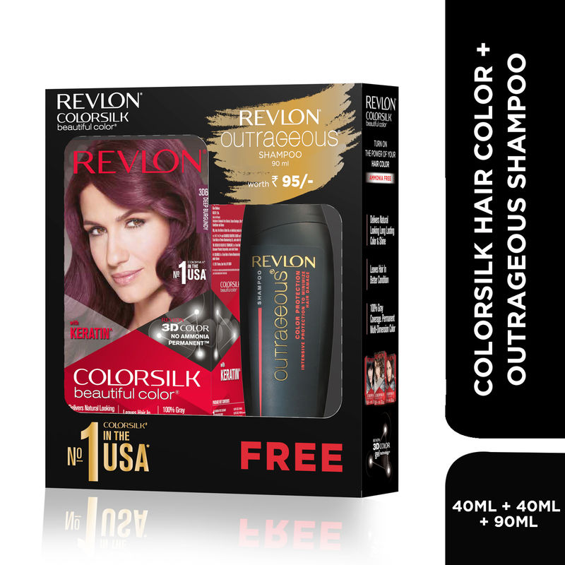 Buy Revlon Colorsilk Hair Color With Keratin - 3db Deep Burgundy + Free ...