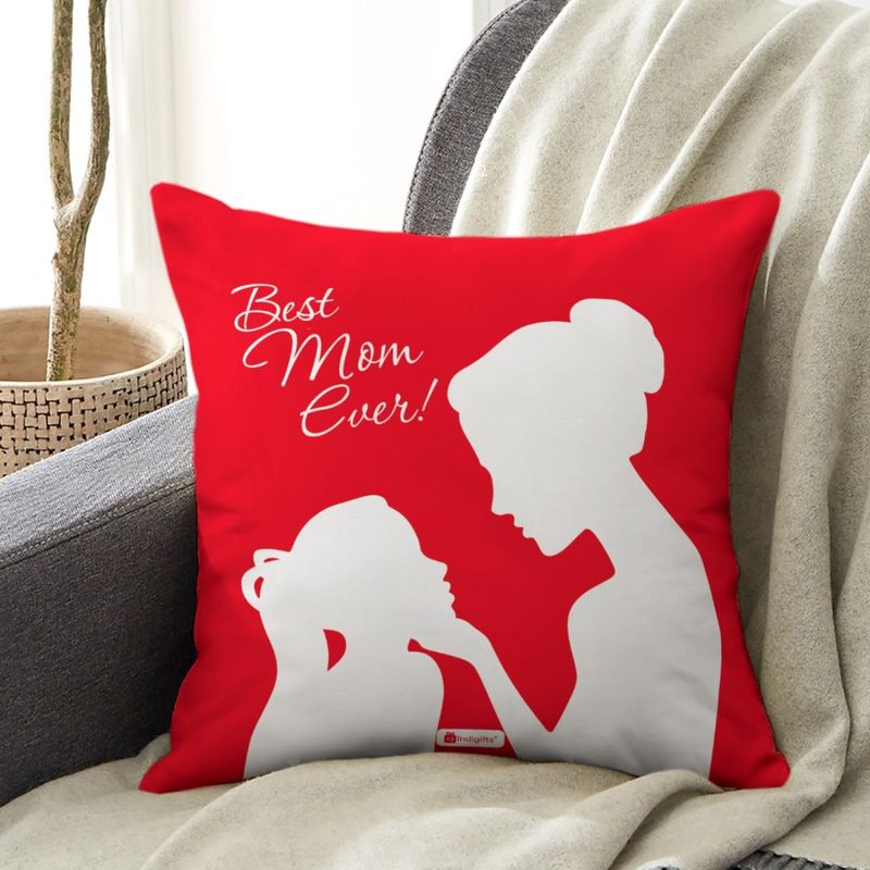 Buy Indigifts Mothers Day Special Best Mom Ever Red Cushion Cover with ...