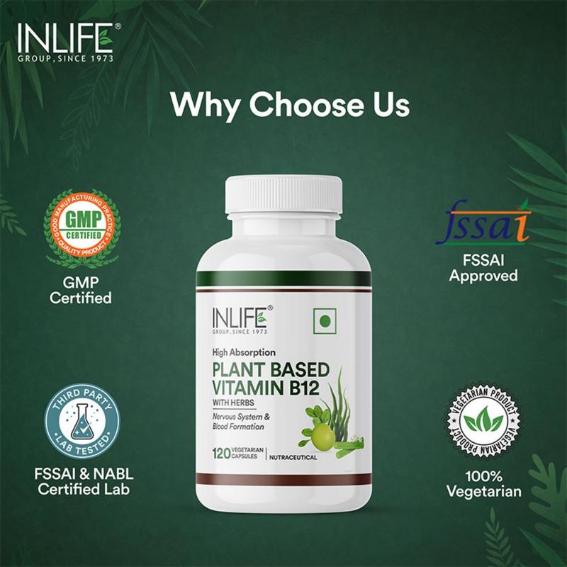 Buy Inlife Plant Based Vitamin B12 Supplements For Men & Women Supports ...