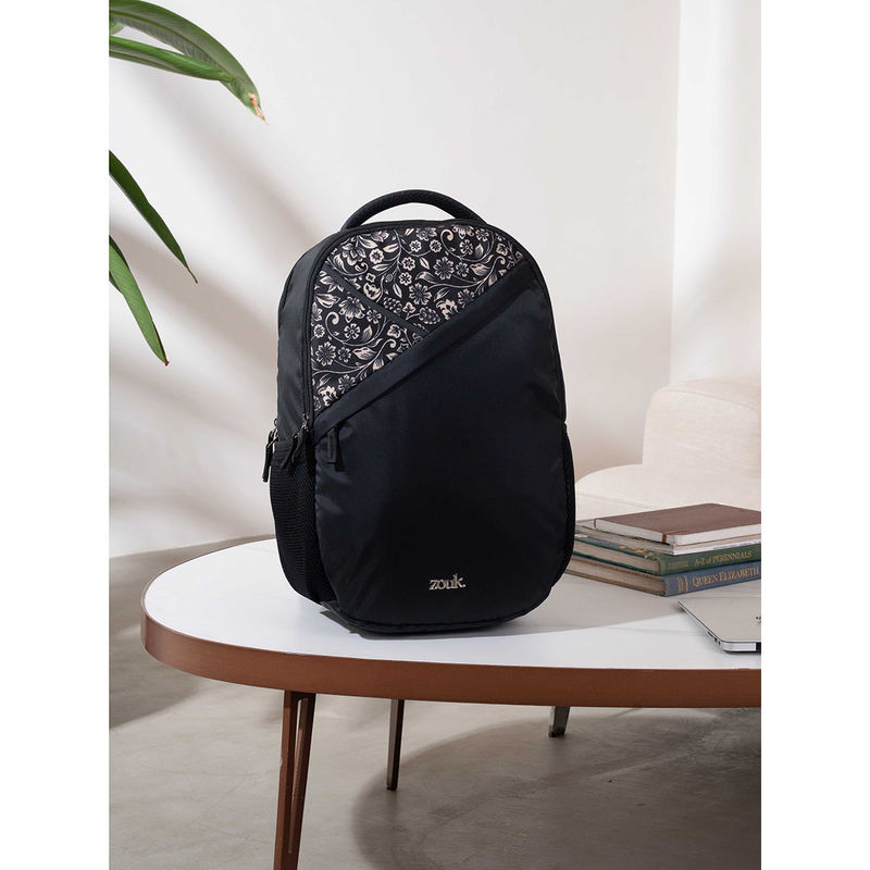 Buy Zouk Black Printed Jute Backpack Online