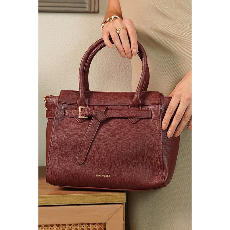 Buy MINI WESST Thea Maroon Handbag with Detachable Strap Online