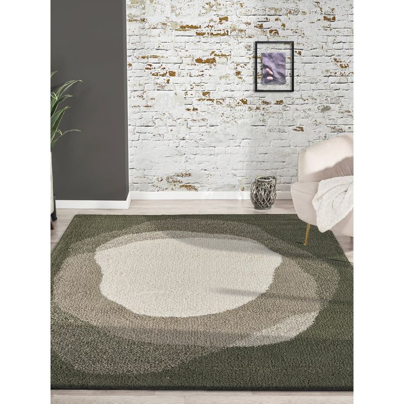 Buy OBSESSIONS Polypropylene Modern Abstract Floor Rugs - Olive & Beige ...