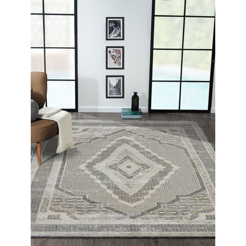 Buy OBSESSIONS Classical Polypropylene Self Design Floor Rugs - Beige ...