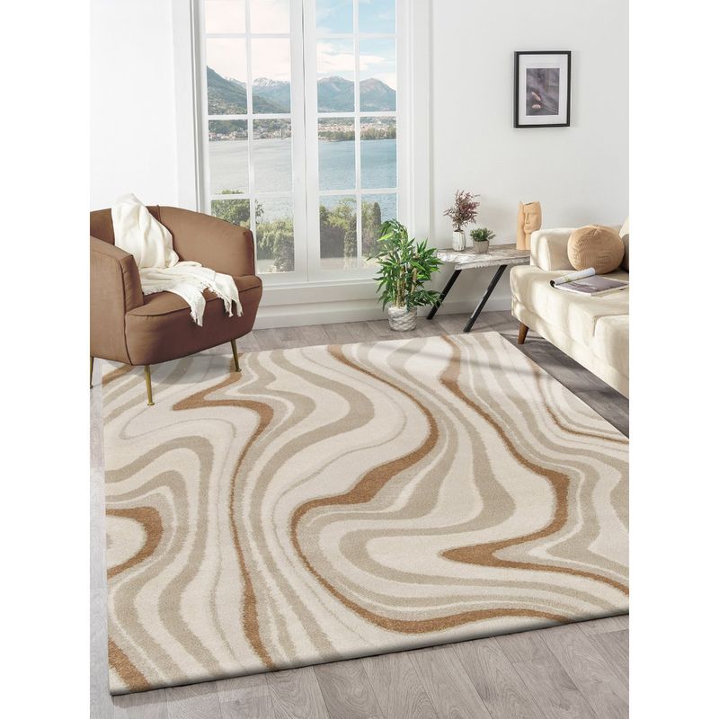 Buy OBSESSIONS Polypropylene Ultra Soft Abstract Floor Rugs - Rust ...