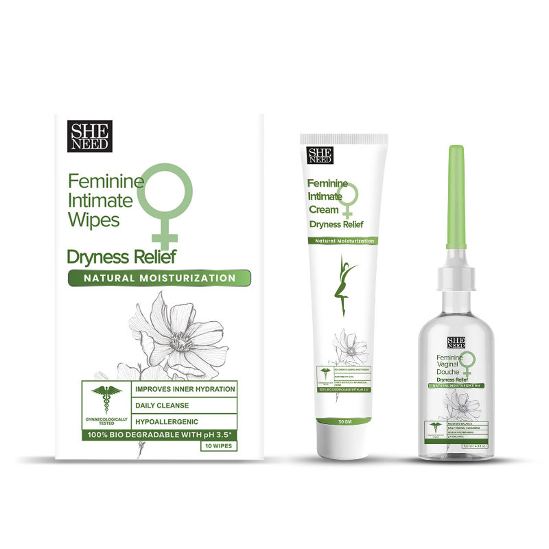Buy Sheneed Feminine Intimate Dryness Relief Wipes, Cream and Douche ...