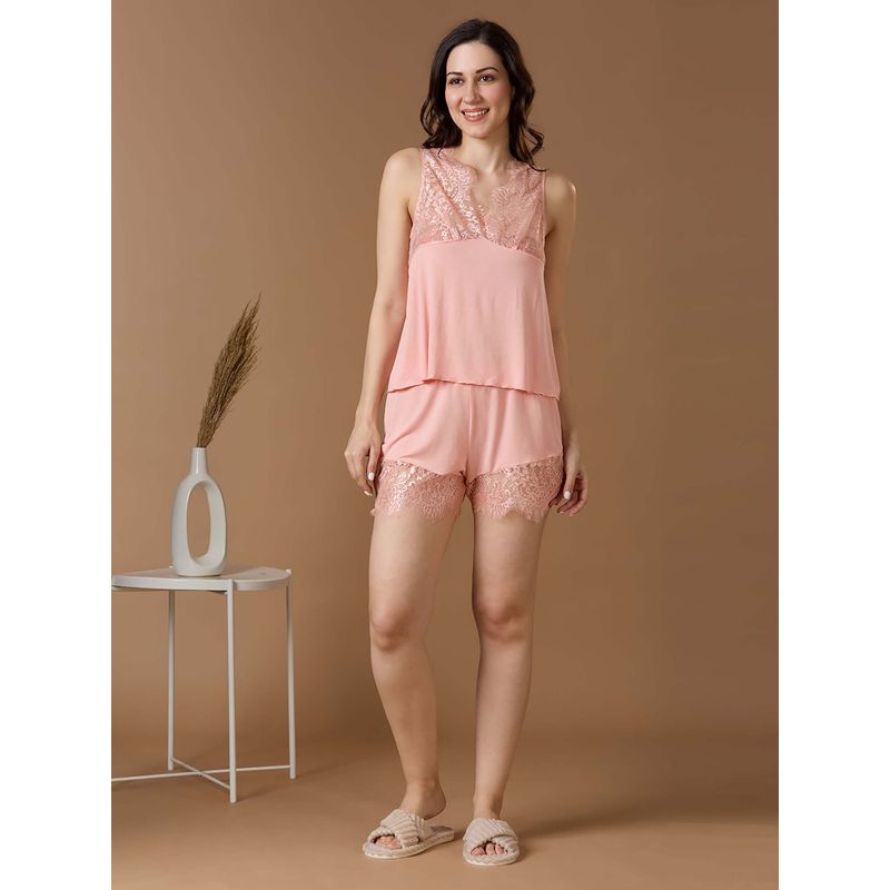 Buy Ammarzo Peach Self Design Regular Cami Top and Shorts Online