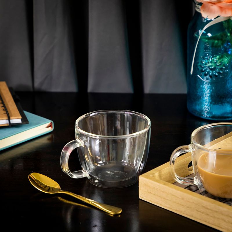 Buy EZ Life Borosilicate Double Walled Sauvé Glass Cup with Handle ...