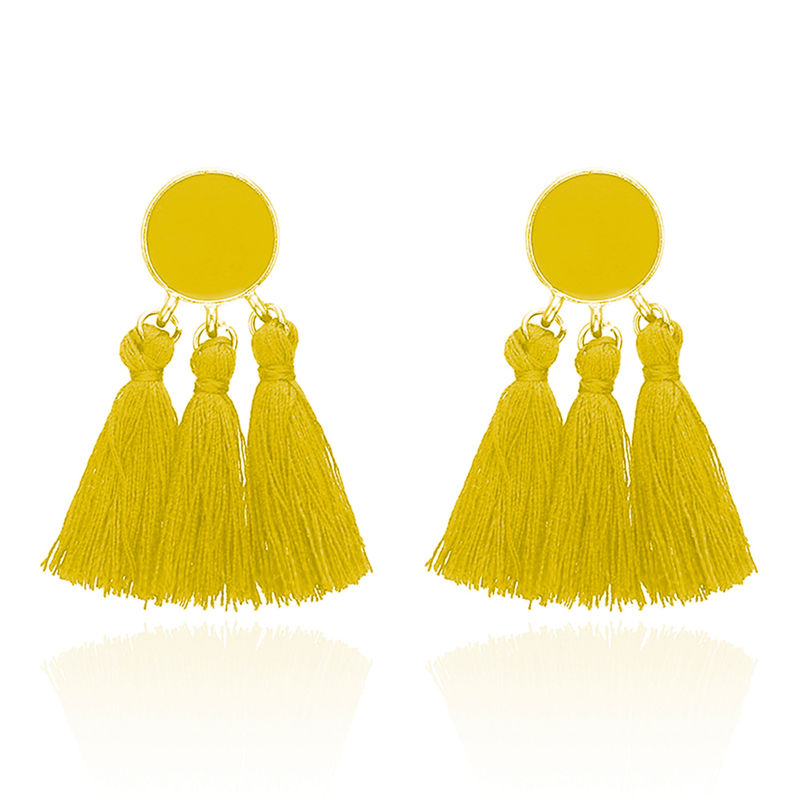 Buy Jewels Galaxy Elegant Gold Plated Thread Tassel Earrings For Women ...