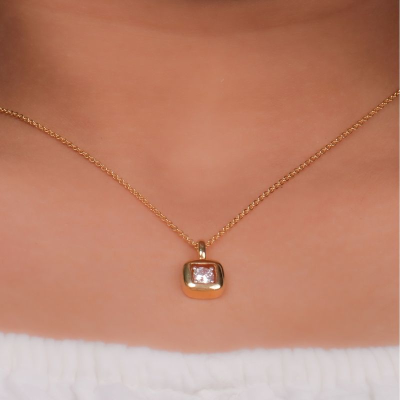 Praavy 925 Sterling Silver Posh Diamond Necklace Platted In Yellow Gold ...