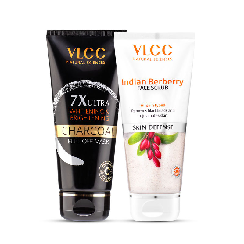 Buy VLCC Charcoal Peel Off Mask & Indian Berberry Face Scrub Combo Online