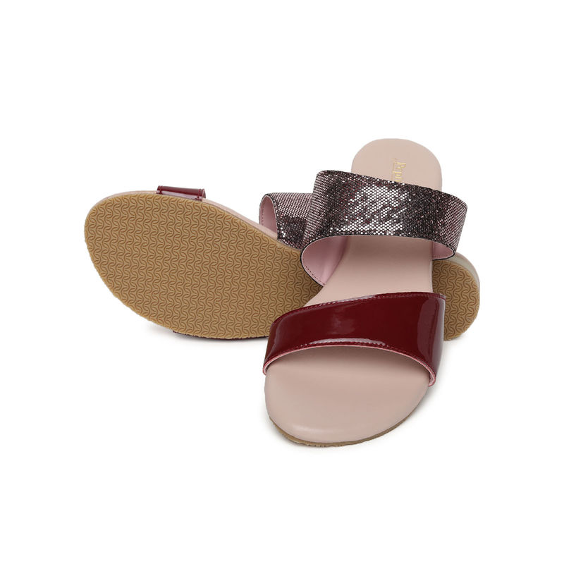 Buy Pepitoes Embellished Maroon Flats Online