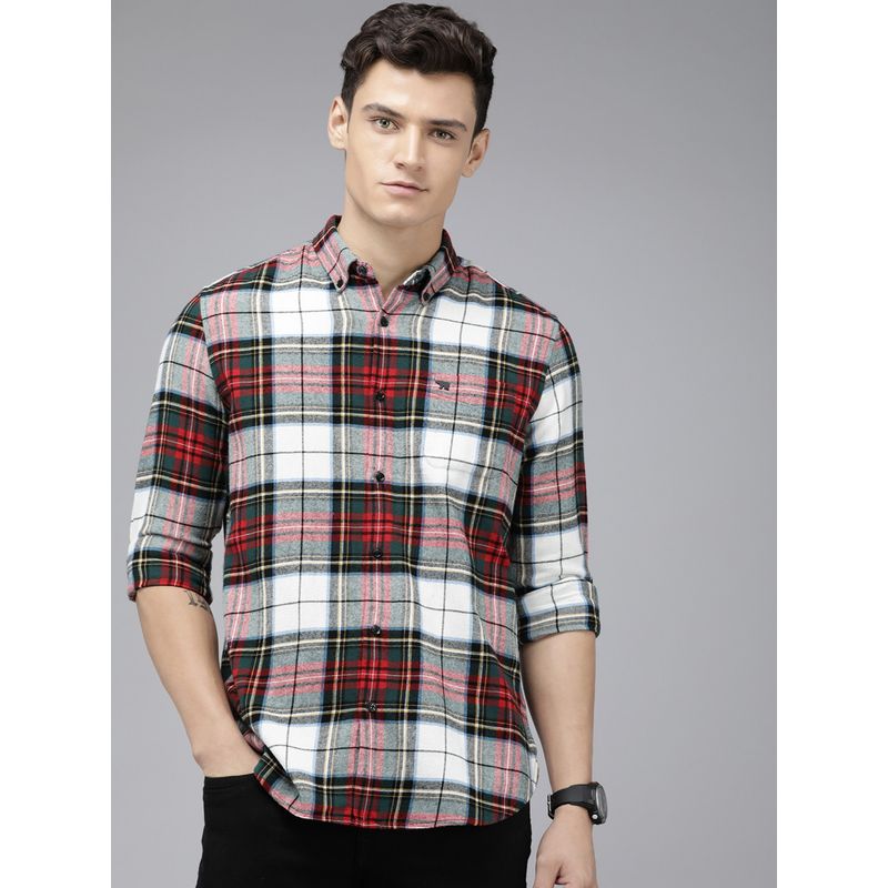 Buy THE BEAR HOUSE Men Multi-colored Checked Slim Fit Flannel Cotton ...