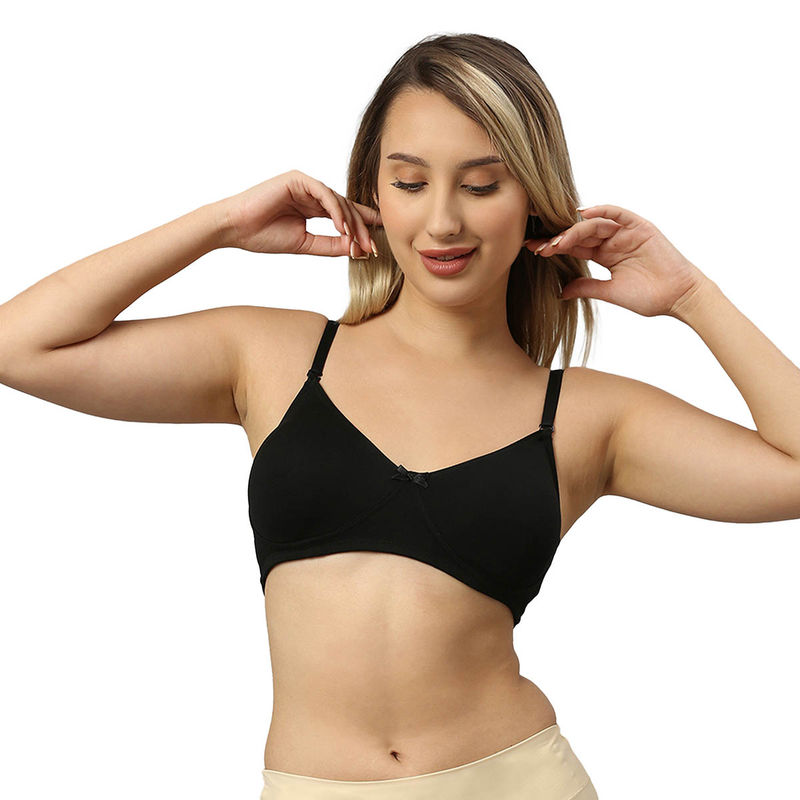 Buy Smarty Pants Womens Black Color Cotton Lycra Non Padded Medium Coverage Bra Online