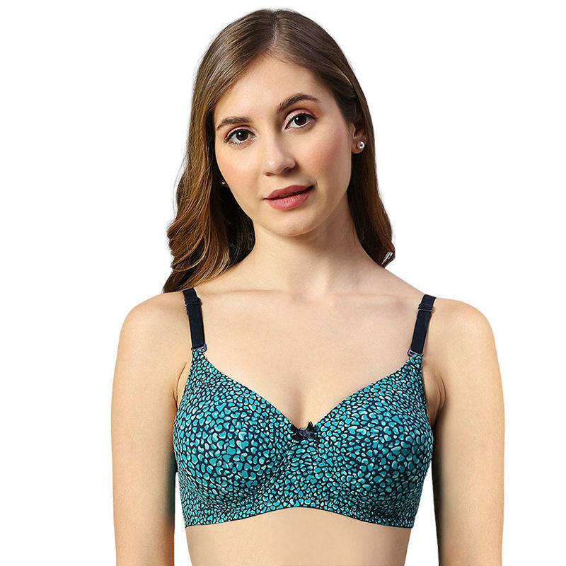 Buy Smarty Pants Womens Blue Color Heart Print Lightly Padded Medium Coverage Bra Online