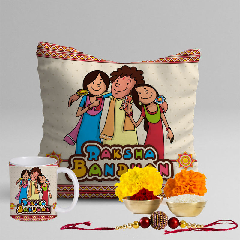 Buy STITCHNEST Mug Cushion Cover With Filler Hamper For Sister And ...