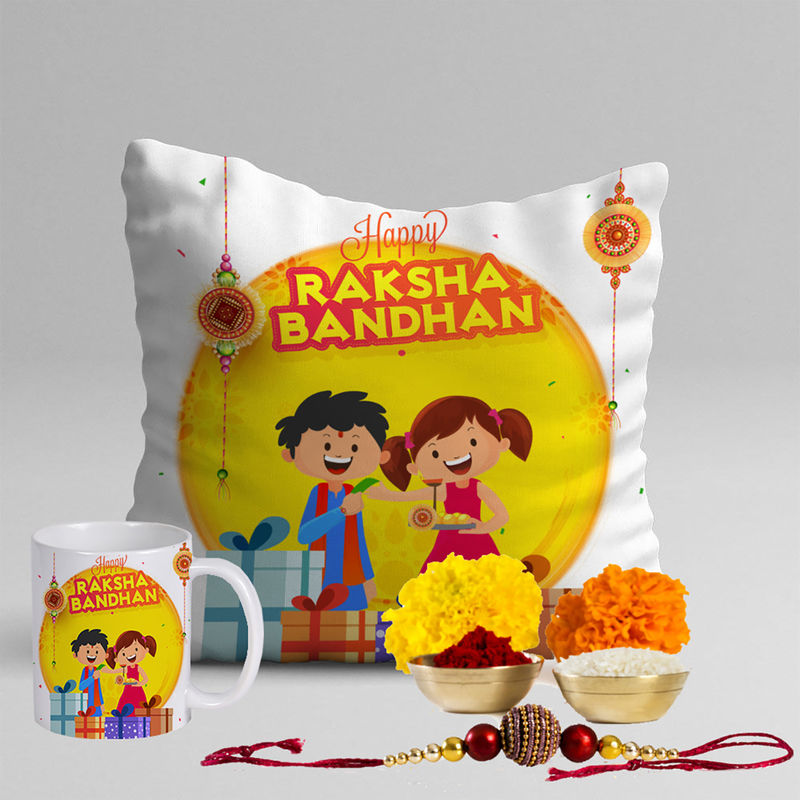 Buy STITCHNEST Mug Cushion Cover With Filler Hamper For Sister And ...