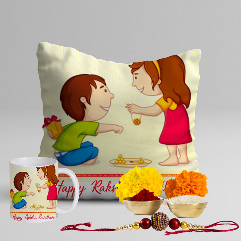 Buy STITCHNEST Mug Cushion Cover With Filler Hamper For Sister And ...