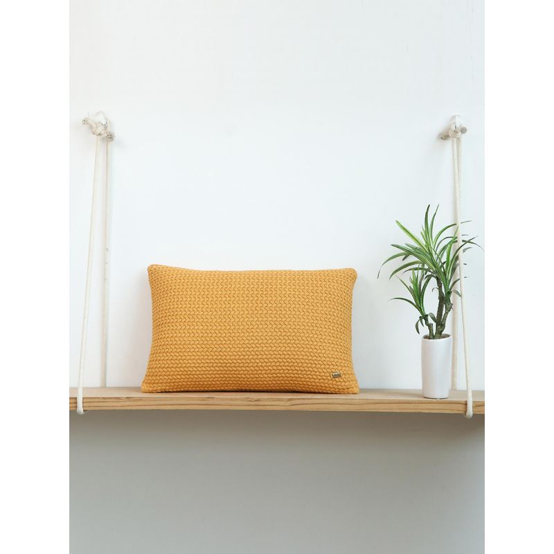 Buy PLUCHI Anna Honey Gold 12 X 20 Inches Decorative Cushion Cover Online