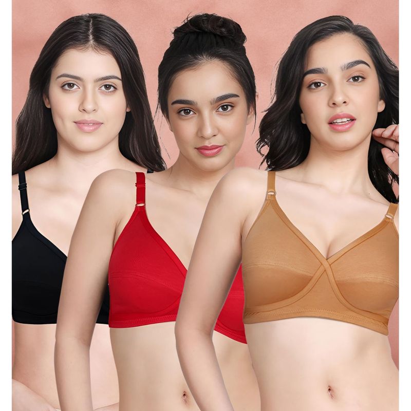 Buy Shyaway Susie By Shyaway X Frame Seamed Wirefree Everyday Bra (Pack of 3) Online