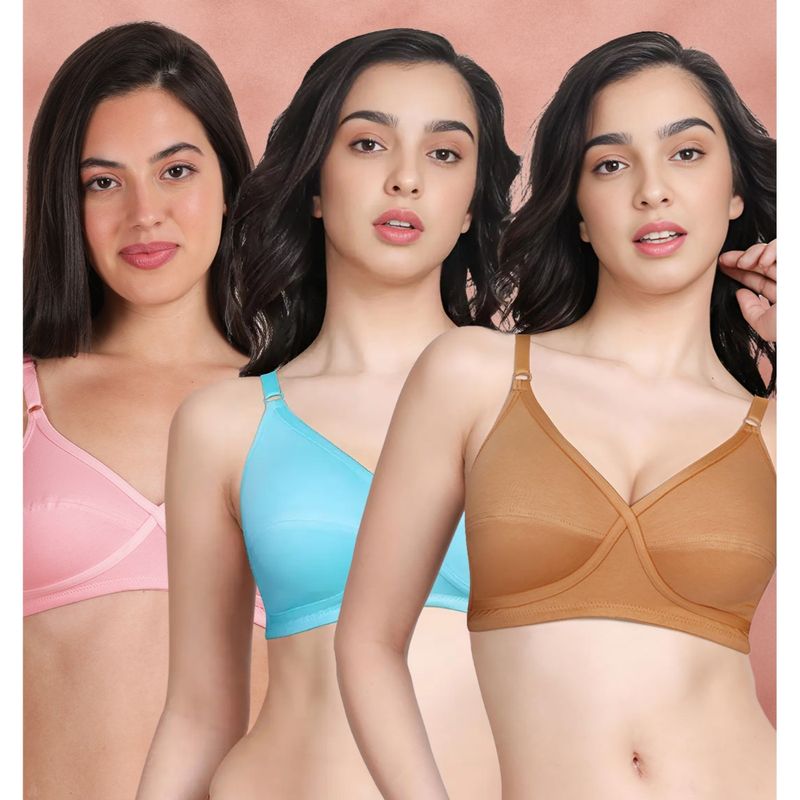 Buy Shyaway Susie By Shyaway X Frame Seamed Wirefree Everyday Bra (Pack of 3) Online